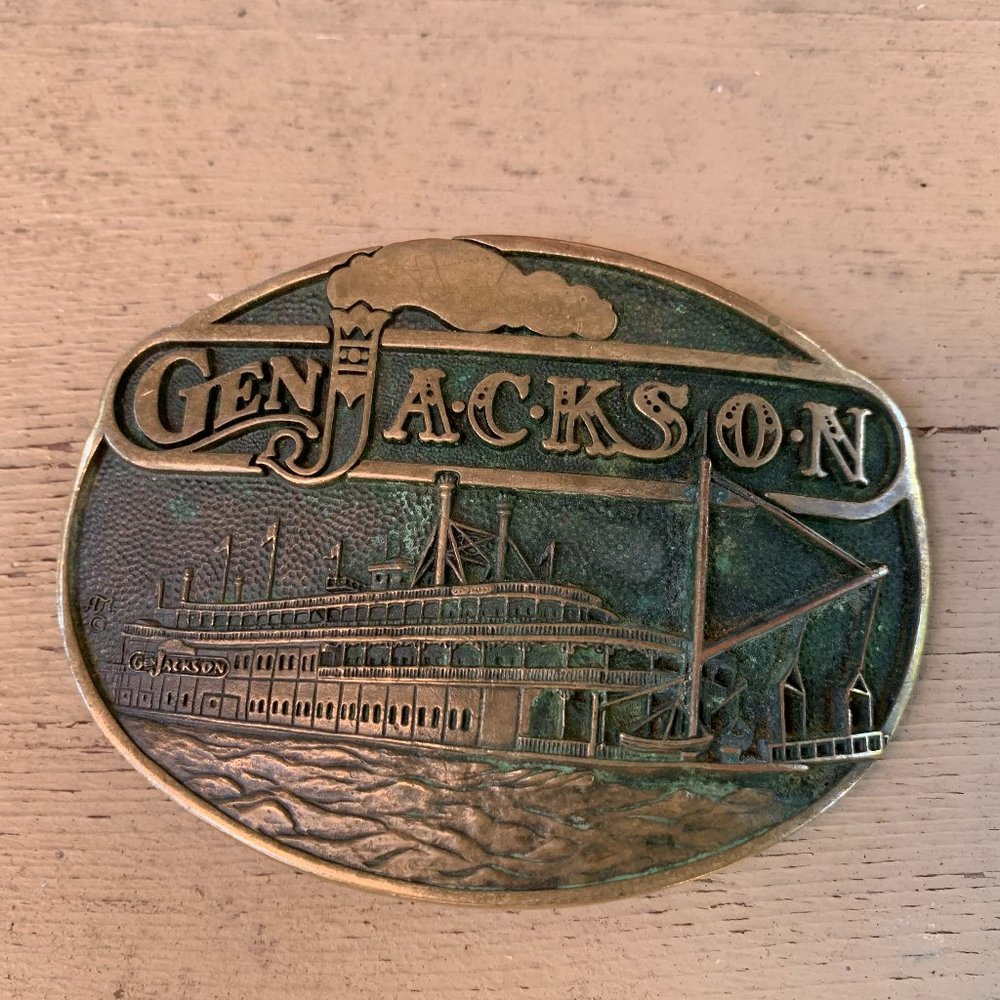 Gen Jackson Steamboat Solid Brass Belt Buckle - Gem